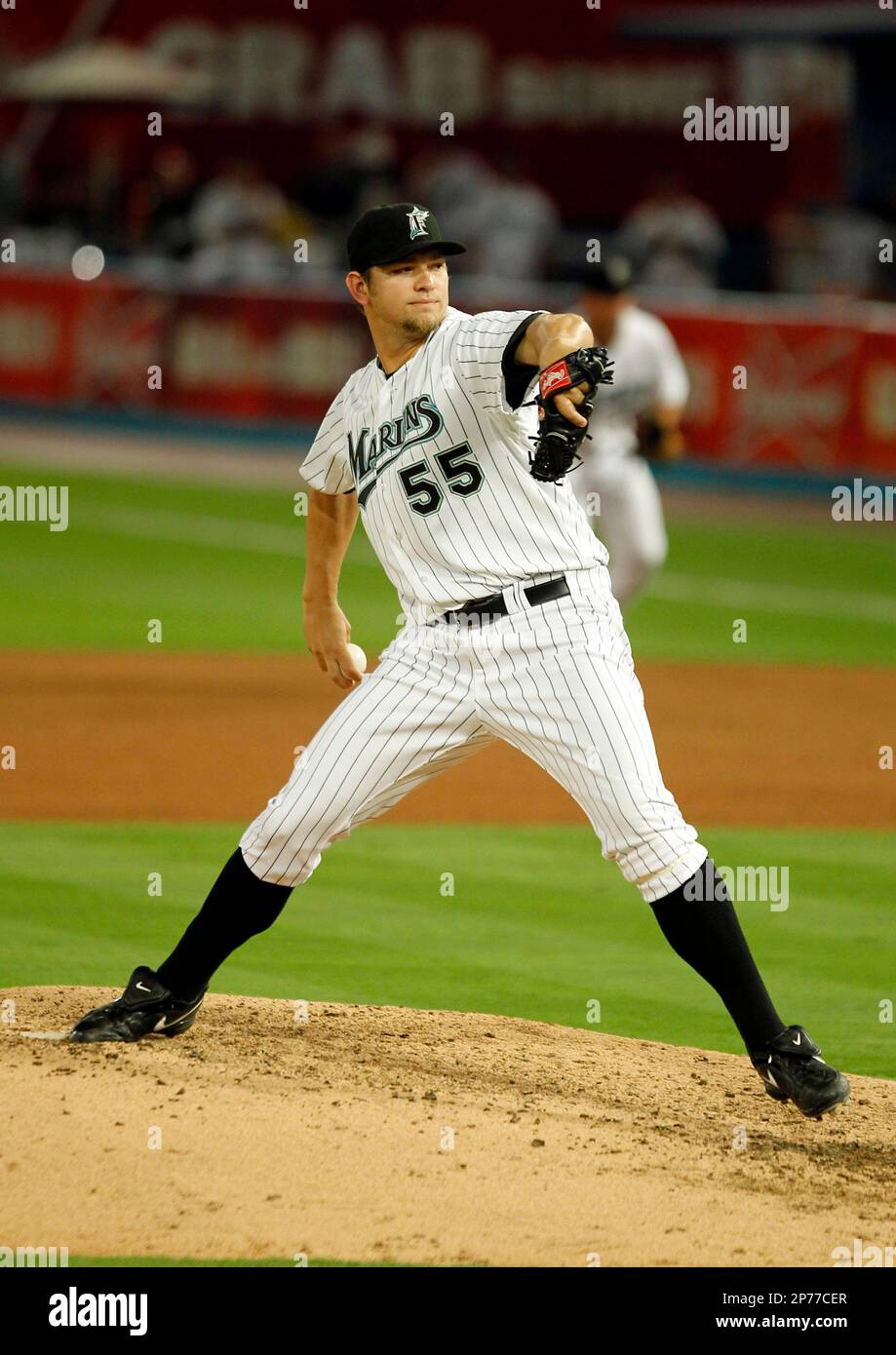 Florida Marlins Josh Johnson plays in a game against the New York Mets ...