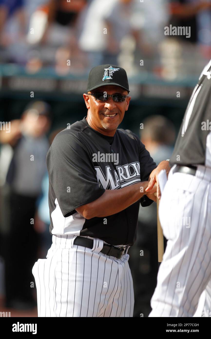 Florida Marlins Manager Edwin Rodriguez in a game against the New York ...