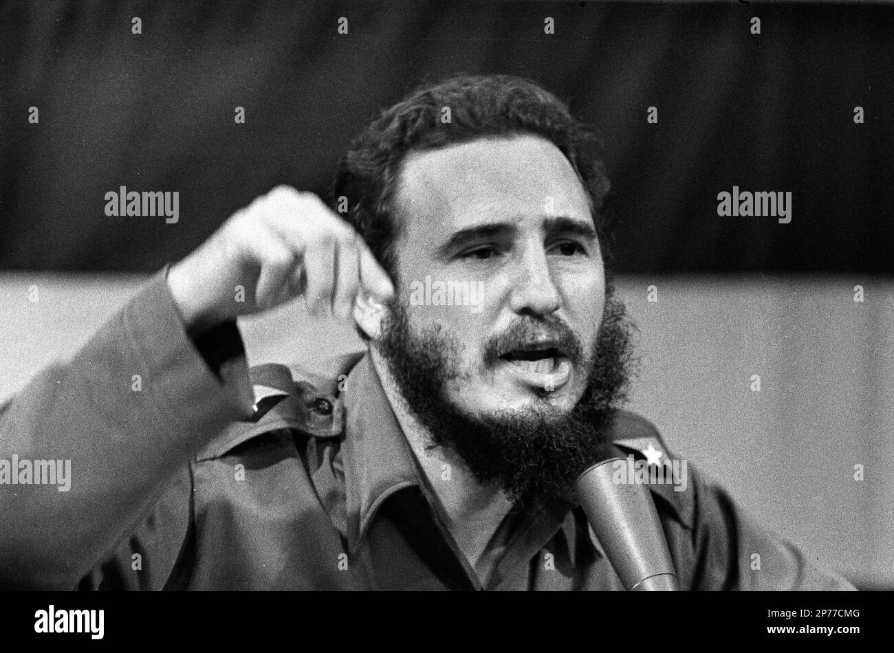 Cuban leader Fidel Castro gives an address regarding his conversation ...