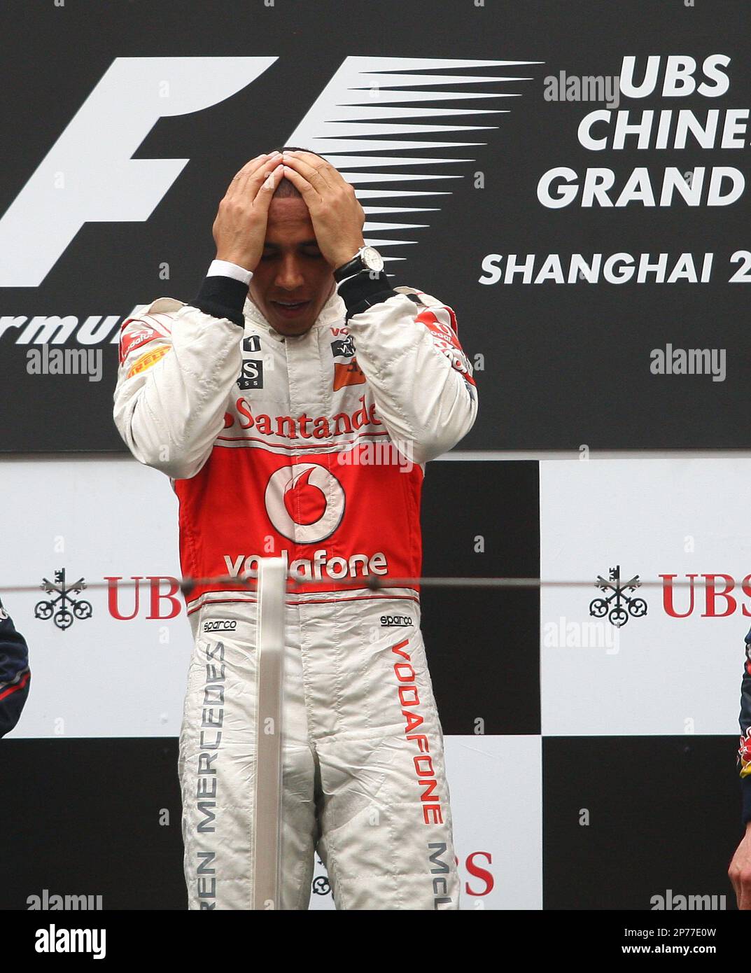 McLaren Formula One driver Lewis Hamilton of Britain celebrates on the ...