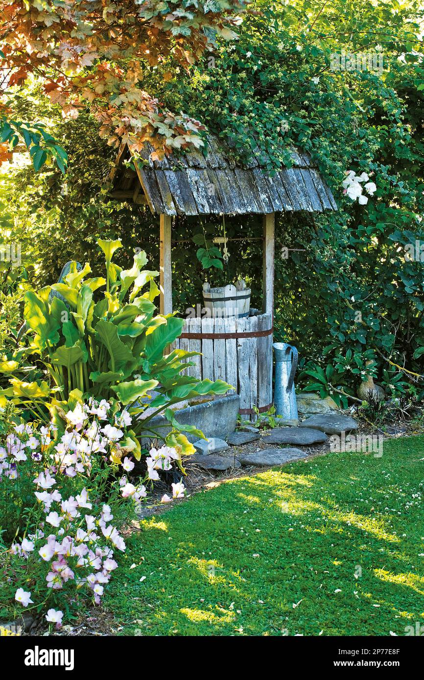 Well makes interesting garden feature Stock Photo - Alamy