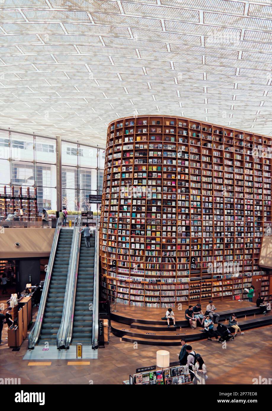 Seoul, South Korea - May 2022: Amazing view of huge bookshelves and ...