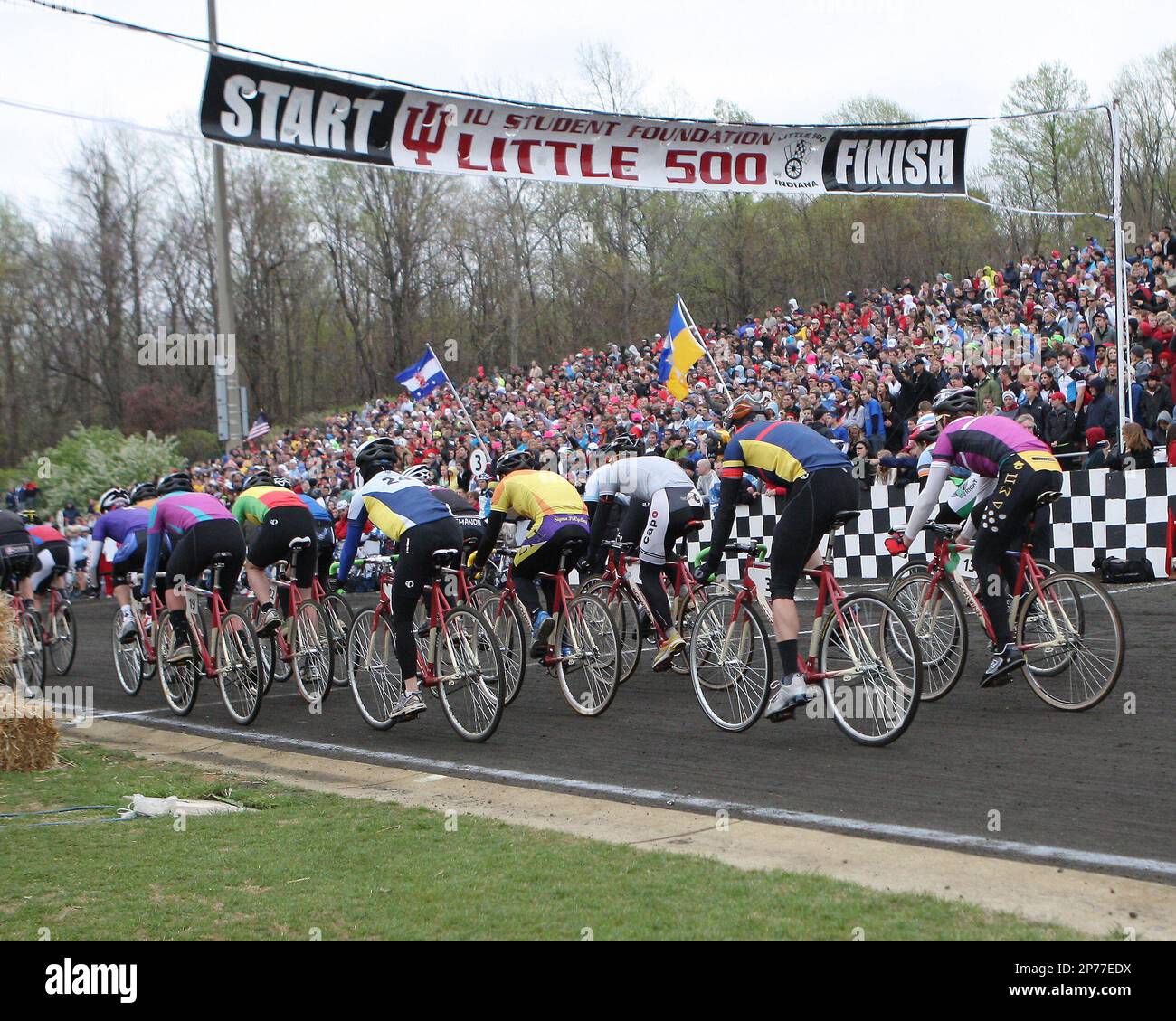 April 16, 2011: Riders cross the start/finish line during the Men's ...