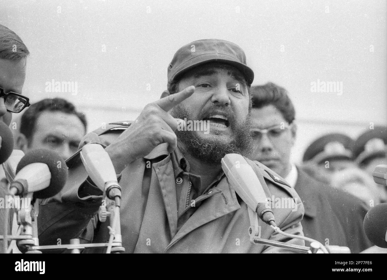 Cuban leader Fidel Castro speaks in Rostock, German Democratic Republic ...