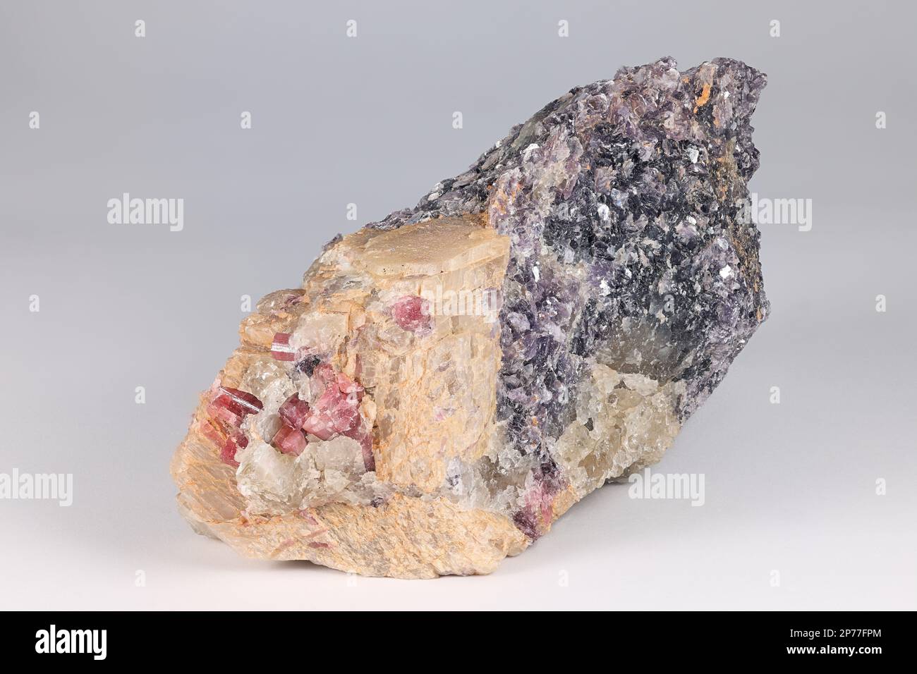 Lithium ore spodumene, lithium mica lepidolite and red crystals of ...