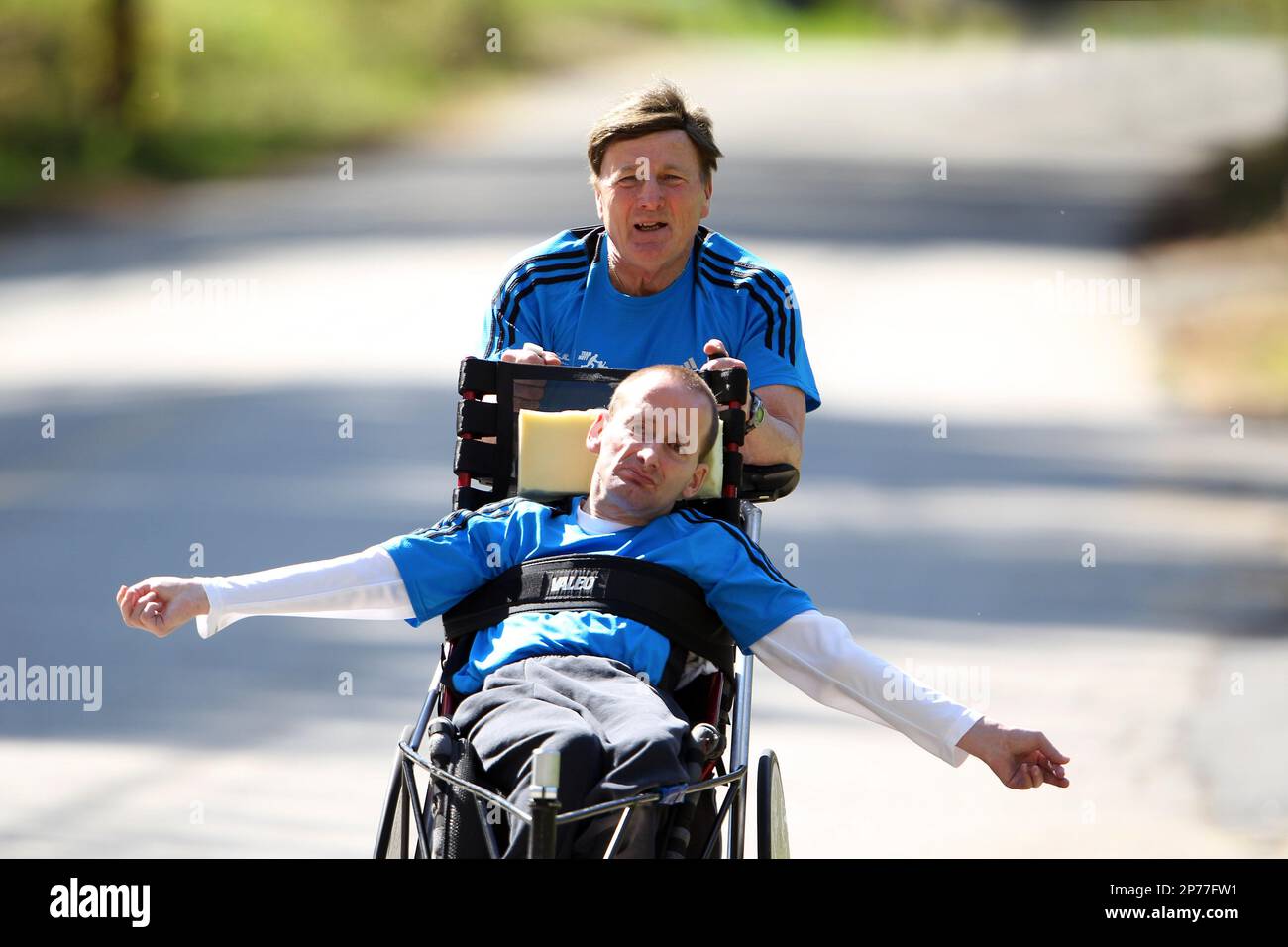 Marathon: Team Hoyt: .Father Dick Hoyt and son Rick Hoyt during during ...