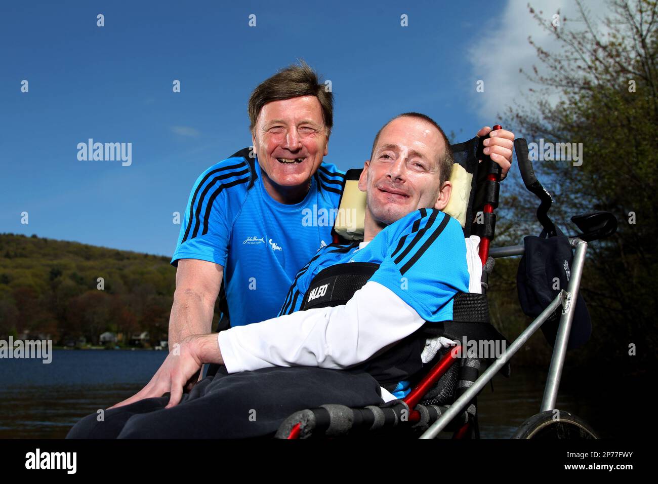 Marathon: Team Hoyt: Pose for a portrait .Father Dick Hoyt and son Rick ...