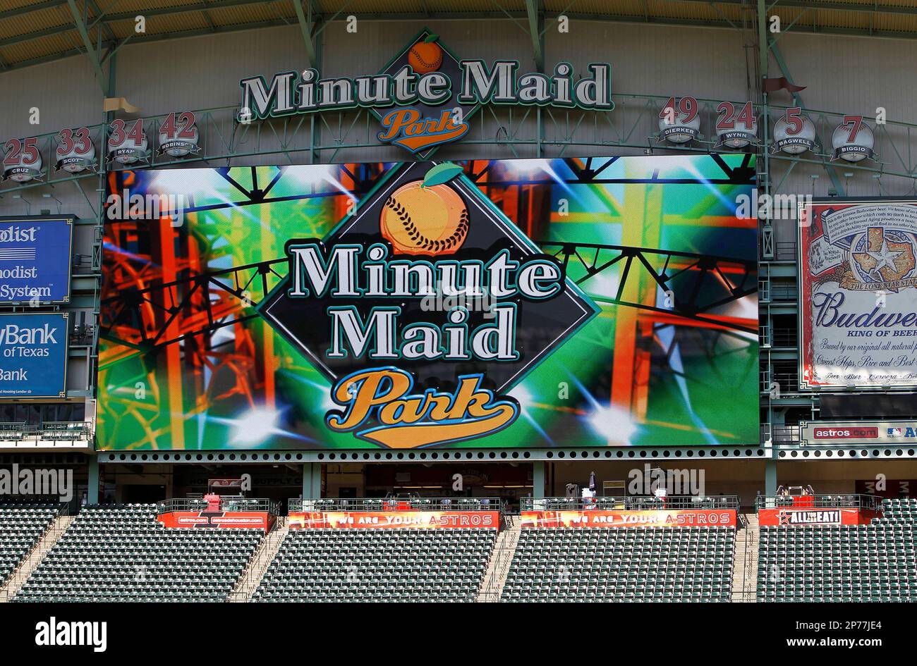 A general view of the Houston Astros new $12 million dollar scoreboard ...