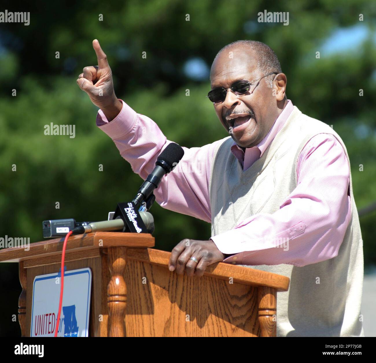 Herman Cain speaks at a tax rally on the Missouri Capitol's south side ...