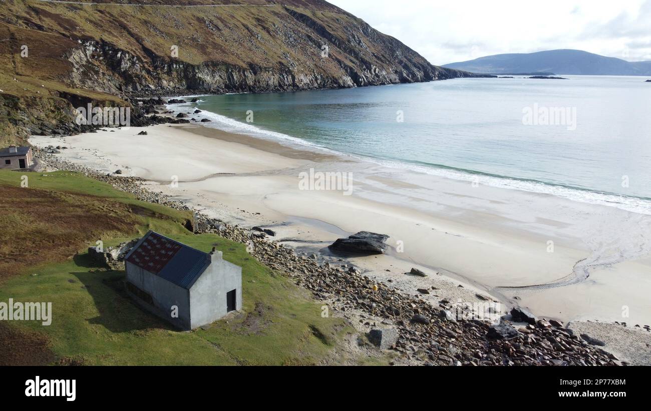Keem Bay on Achill Island, one of Ireland's most popular beaches, is ...