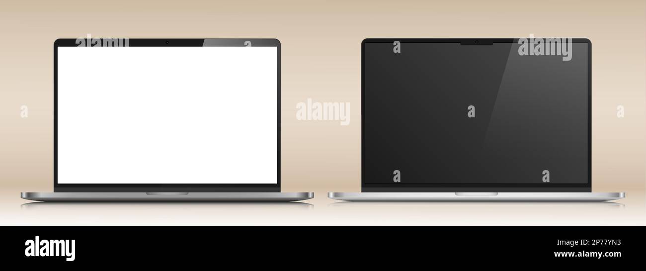 A set of laptop layouts in a metal case. Models of modern laptops with ...