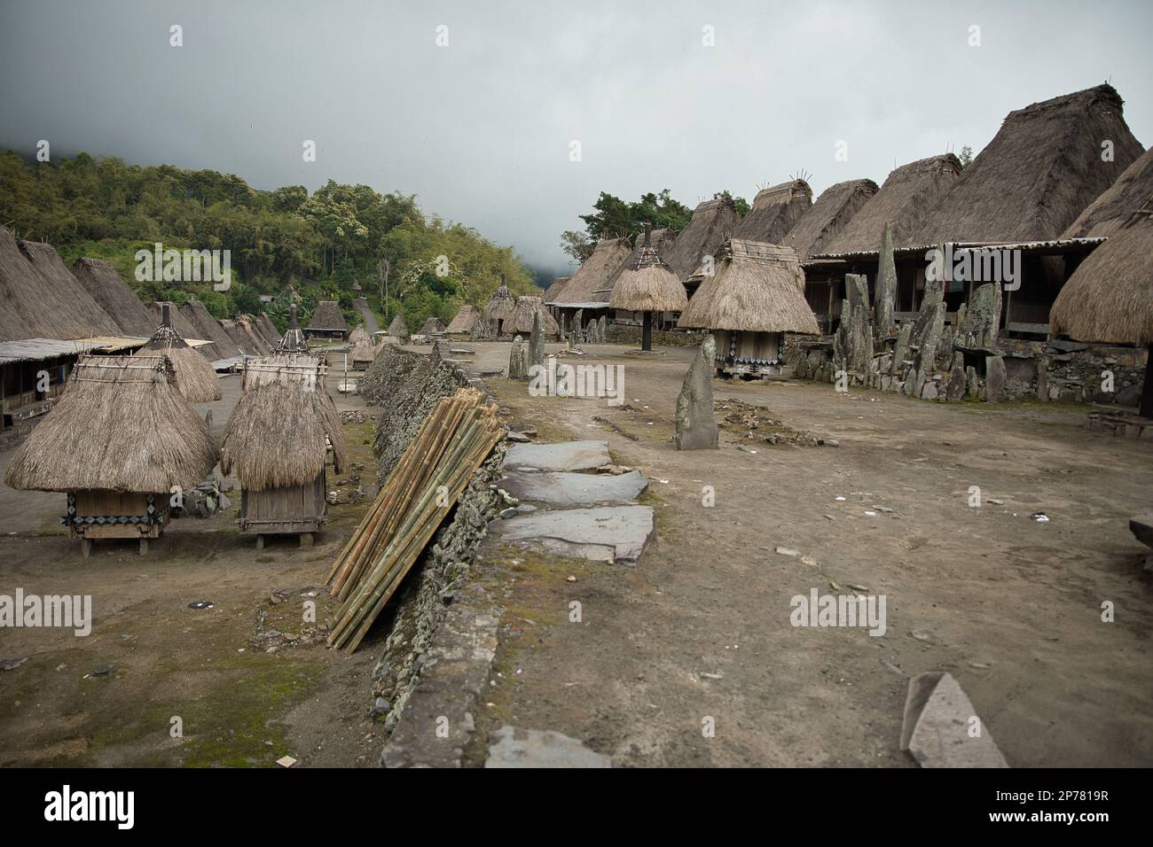 The traditional Bena Village on Flores, with the village center square ...