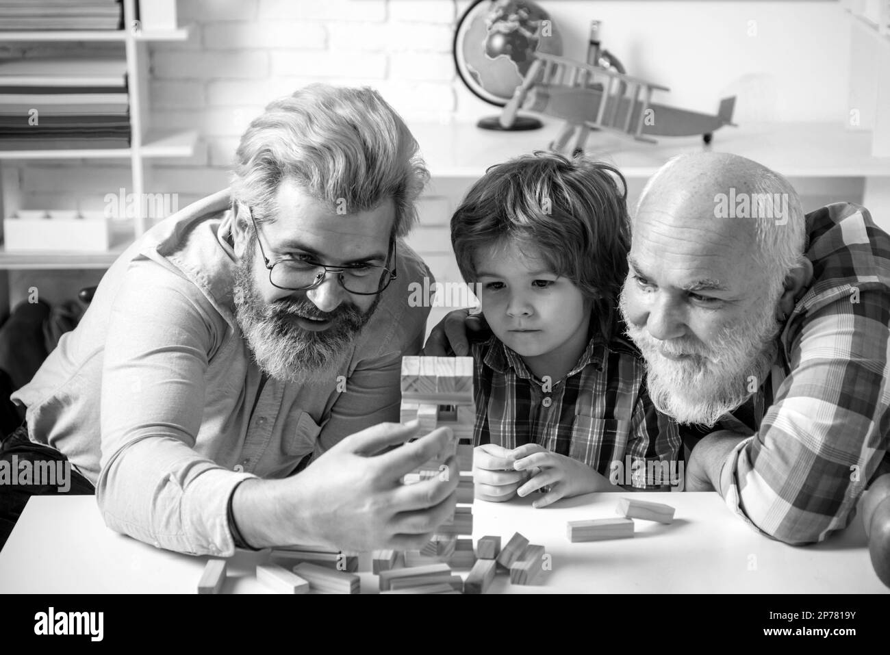 Happiness family life style concept. Elderly man playing his grandson ...