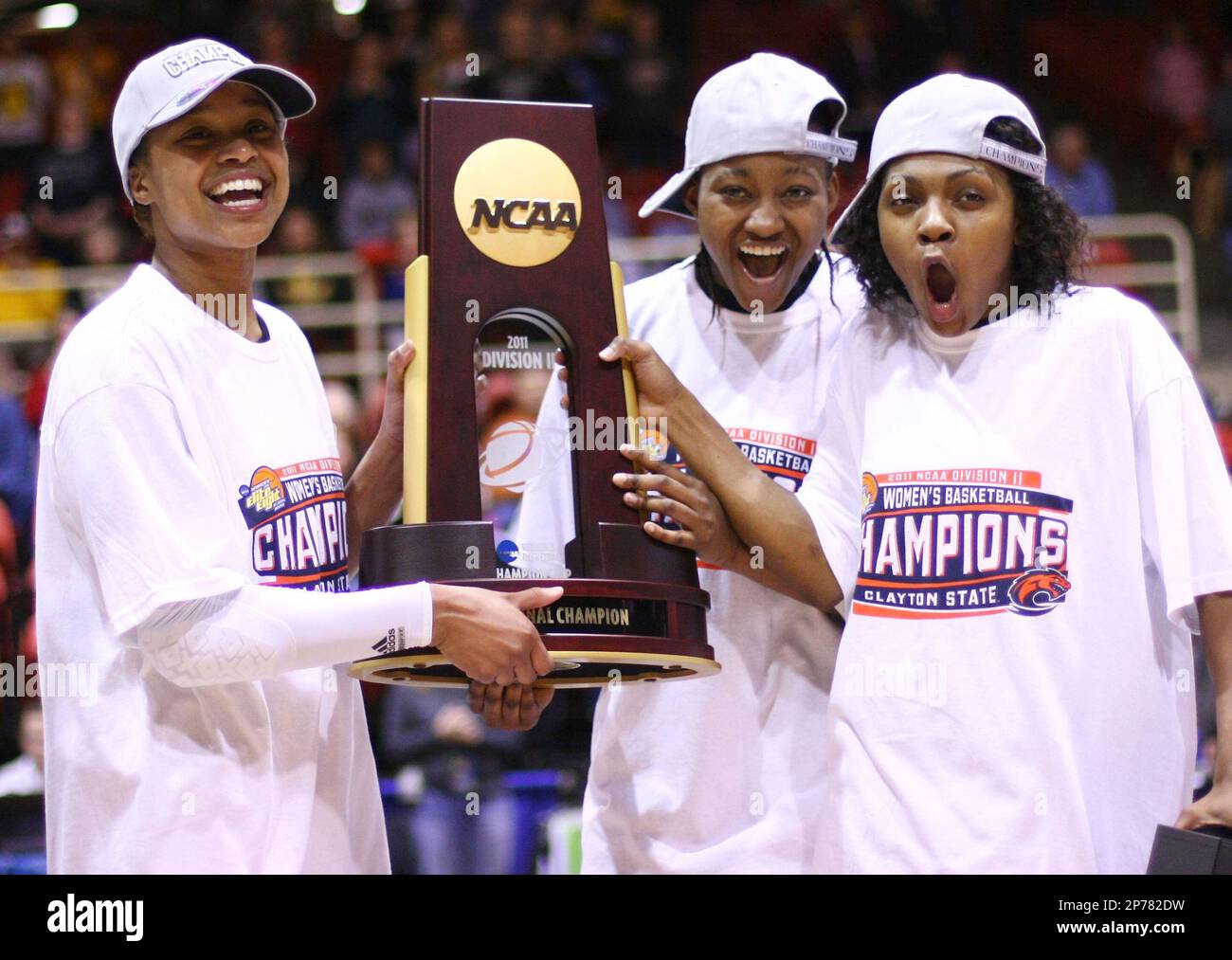 Clayton State's, from left to right, Brittany Hall, Tanisha Woodard and ...