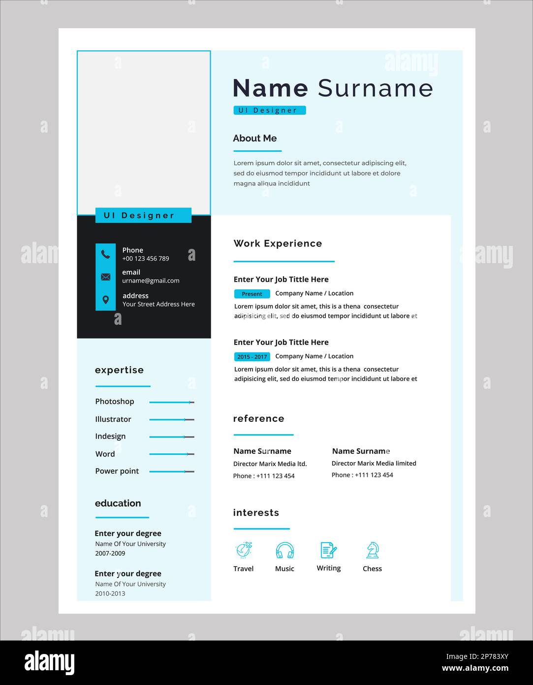 Professional cv resume Stock Vector Images - Alamy