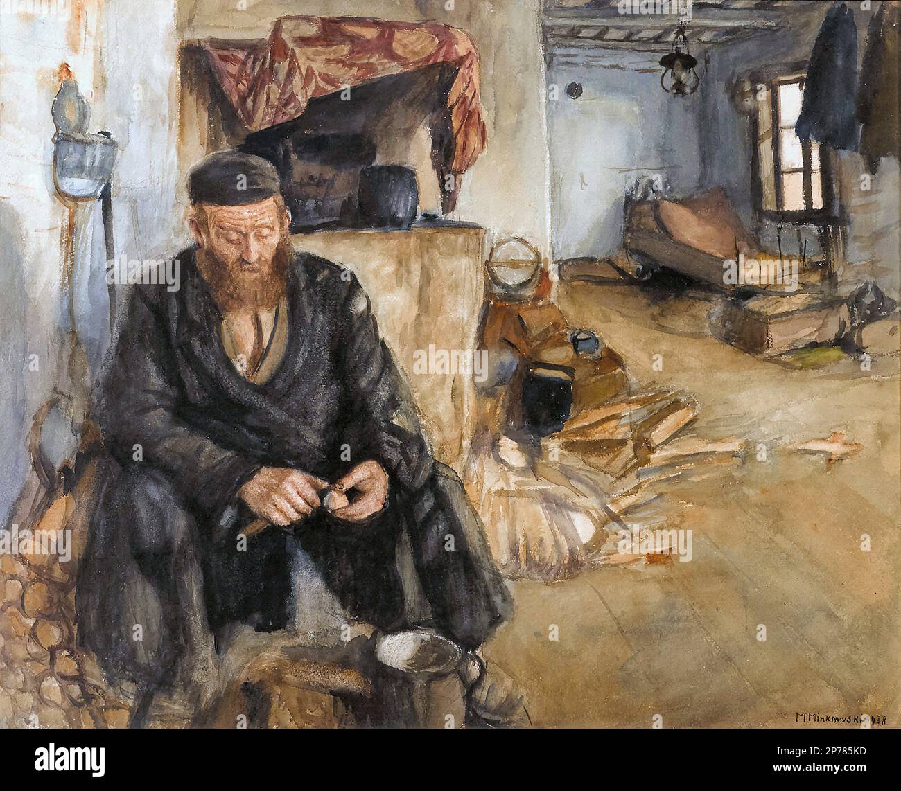 Minkowski Maurycy - wnętrze z mężczyzną obierającym ziemniaki - Polska ...