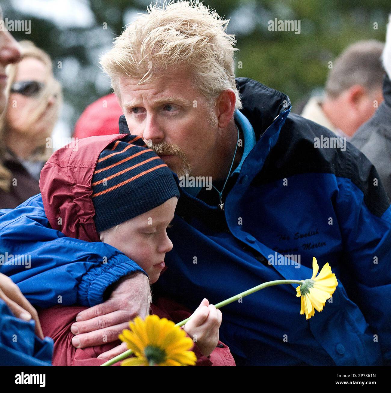 Jasper Widen, right, who spoke at his neice's memorial service in Dana ...