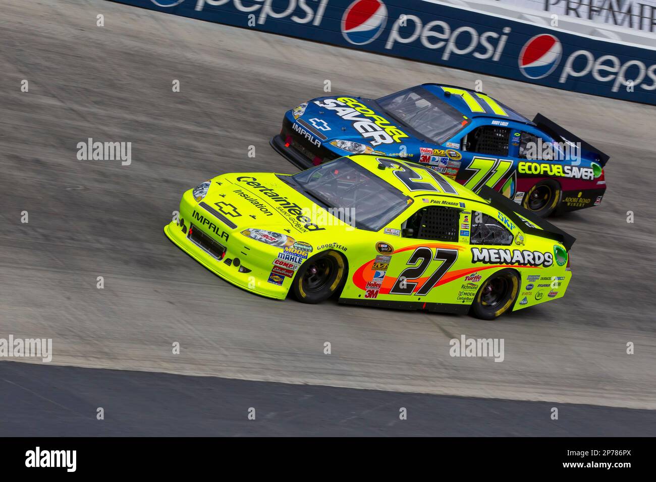 BRISTOL, TN - MAR 20, 2011: Paul Menard (27) and Andy Lally (71) take ...