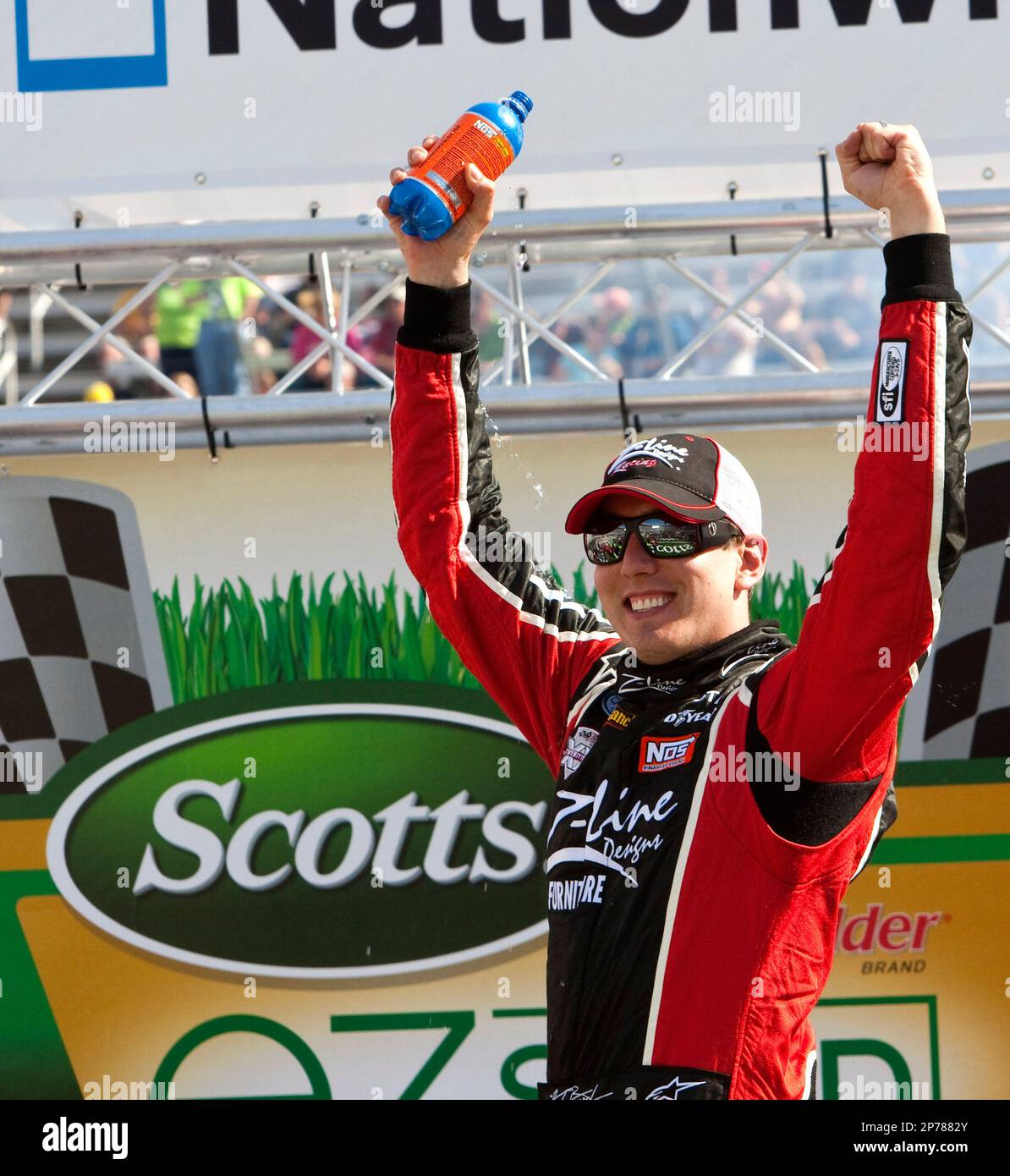 Bristol, TN - MAR 19, 2011: Kyle Busch (18) wins the Scotts EZ Seed 300 ...