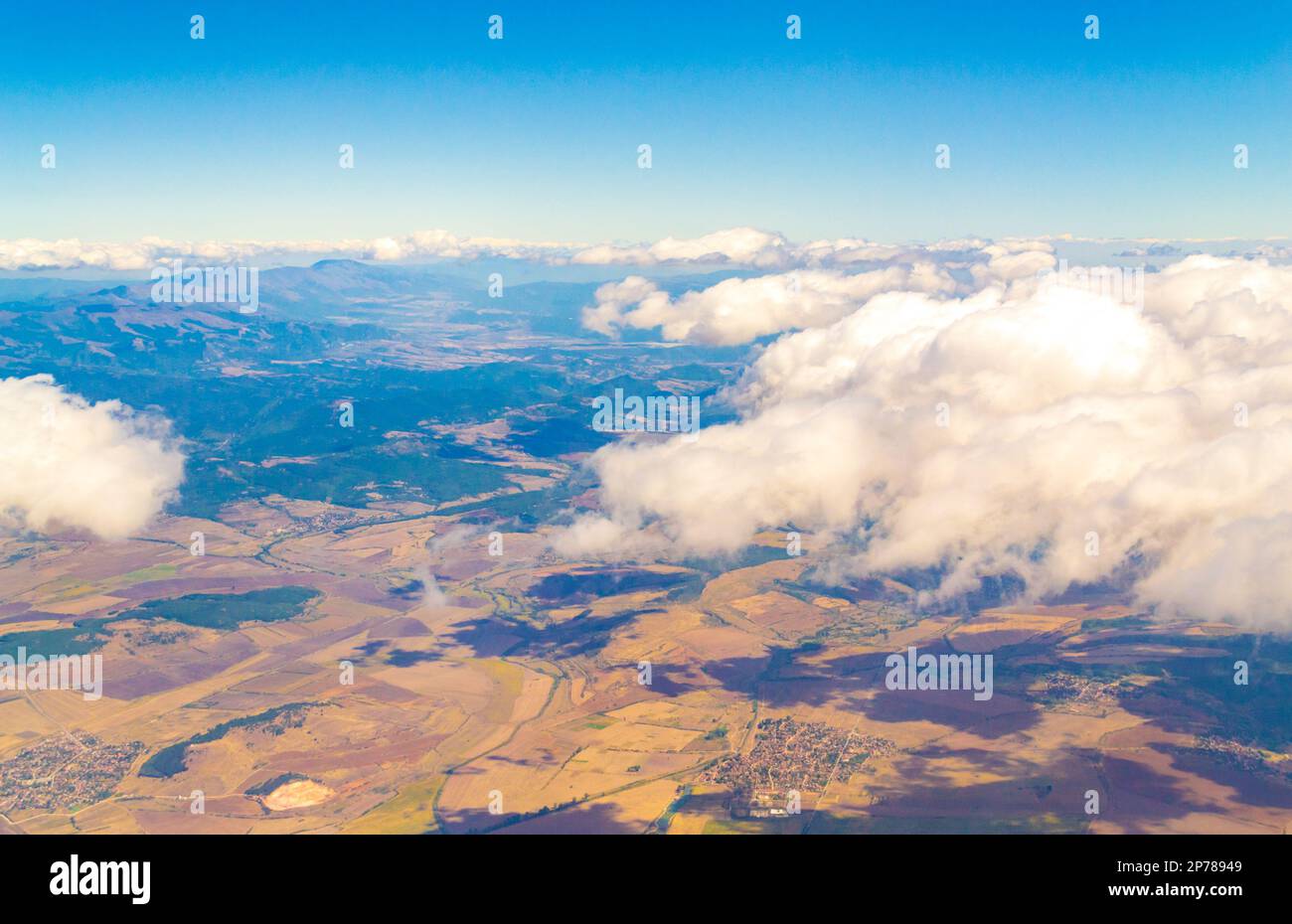 Aerial view of the Upper Thracian lowland,Sredna Gora and Balkan ...