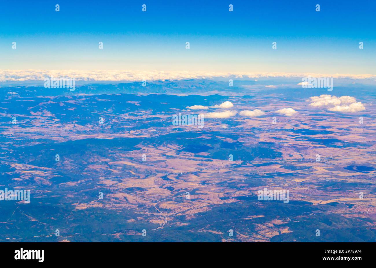 Aerial view of the Upper Thracian lowland,Sredna Gora and Balkan ...