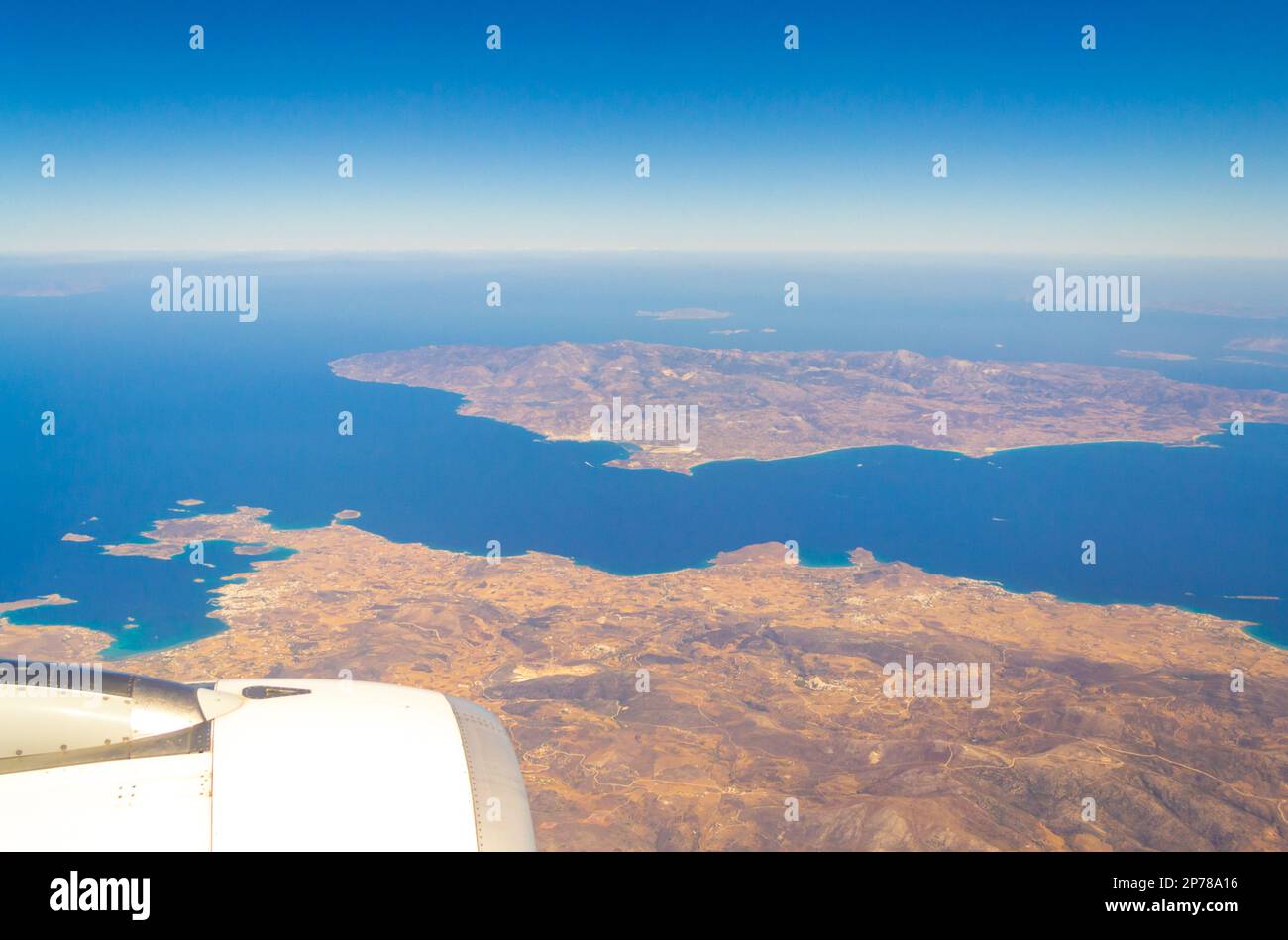 Aerial view of Paros island heart shaped bay with Parikia town.seen ...