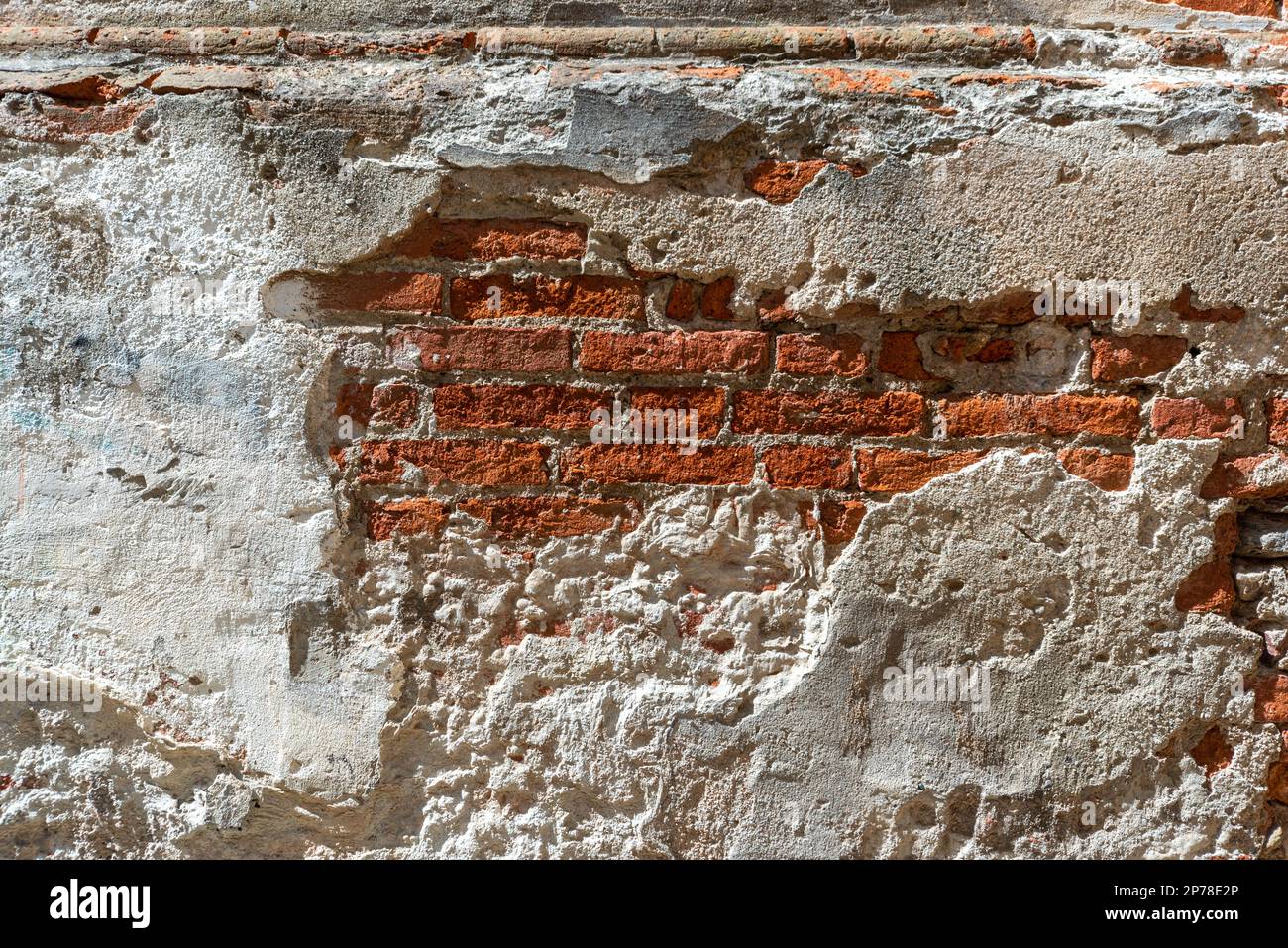 Wall texture with ancient plaster and peeling background with exposed ...