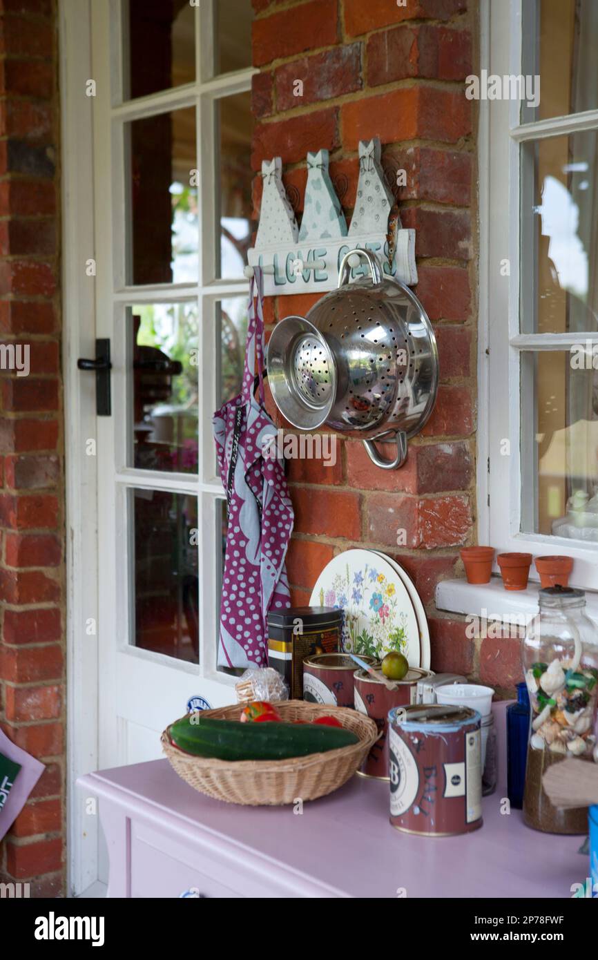 eclectic display of cottage kitchen and decorating items Stock Photo ...
