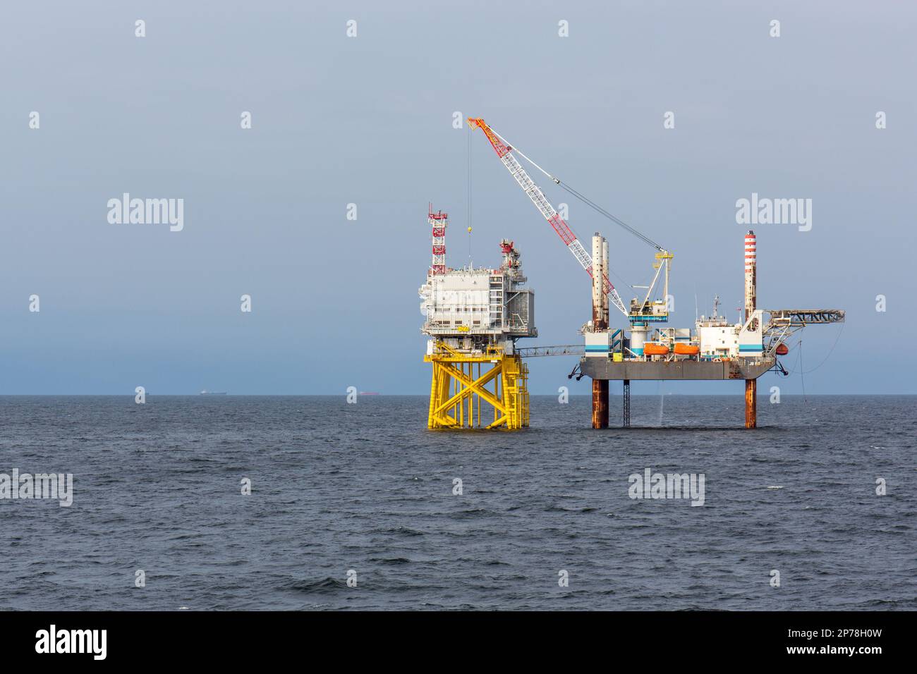 HZA platform with jack-up barge JB-115 (landscape Stock Photo - Alamy