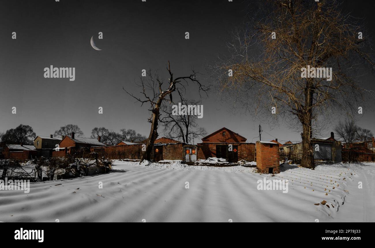 The northeast rural winter scene Stock Photo - Alamy