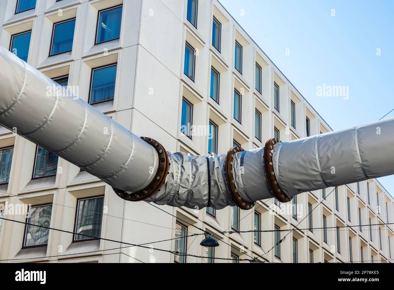 Winding pipe to drain water on a street in Vienna, Austria Stock Photo ...