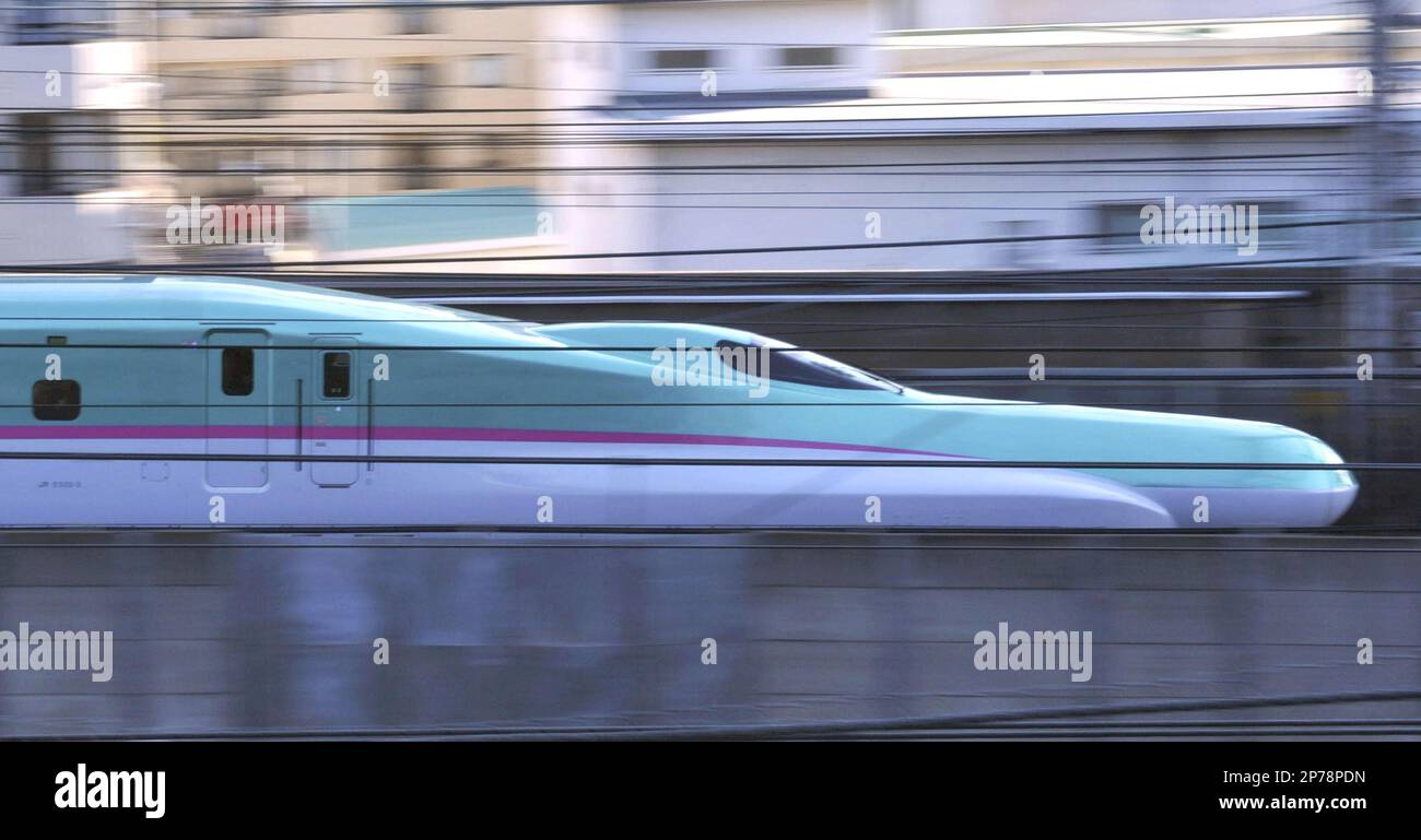 "Hayabusa'' a new shinkansen train makes its debuting operation on the ...