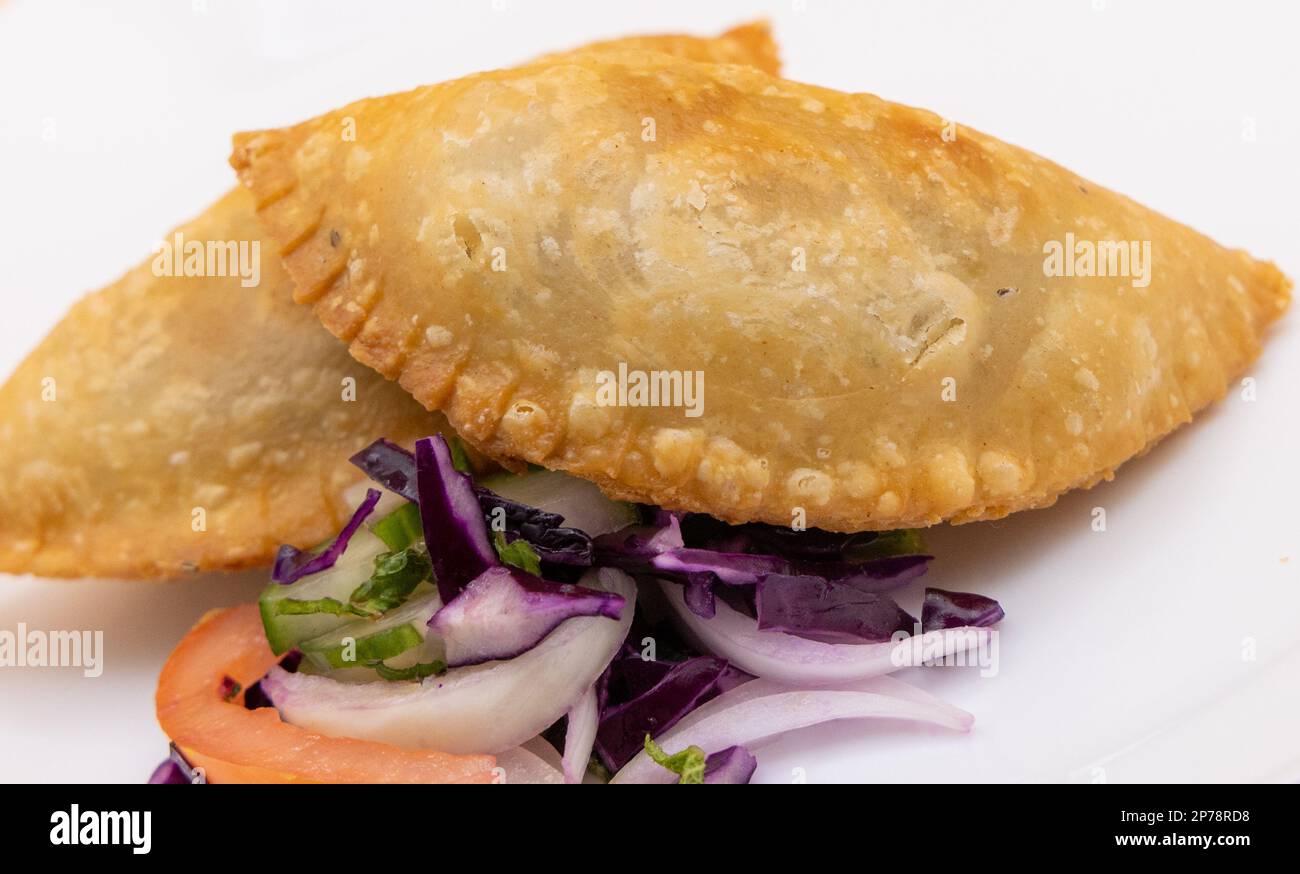 Ramadan Food Patties: Vegetarian Samosa, Veg Patty with Salad. Spicy ...