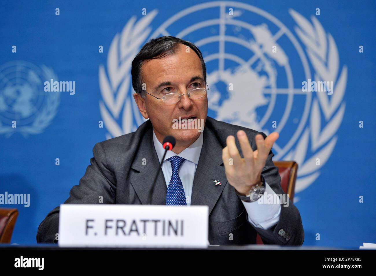 Franco Frattini, Minister of Foreign Affairs of Italy, speaks about the ...