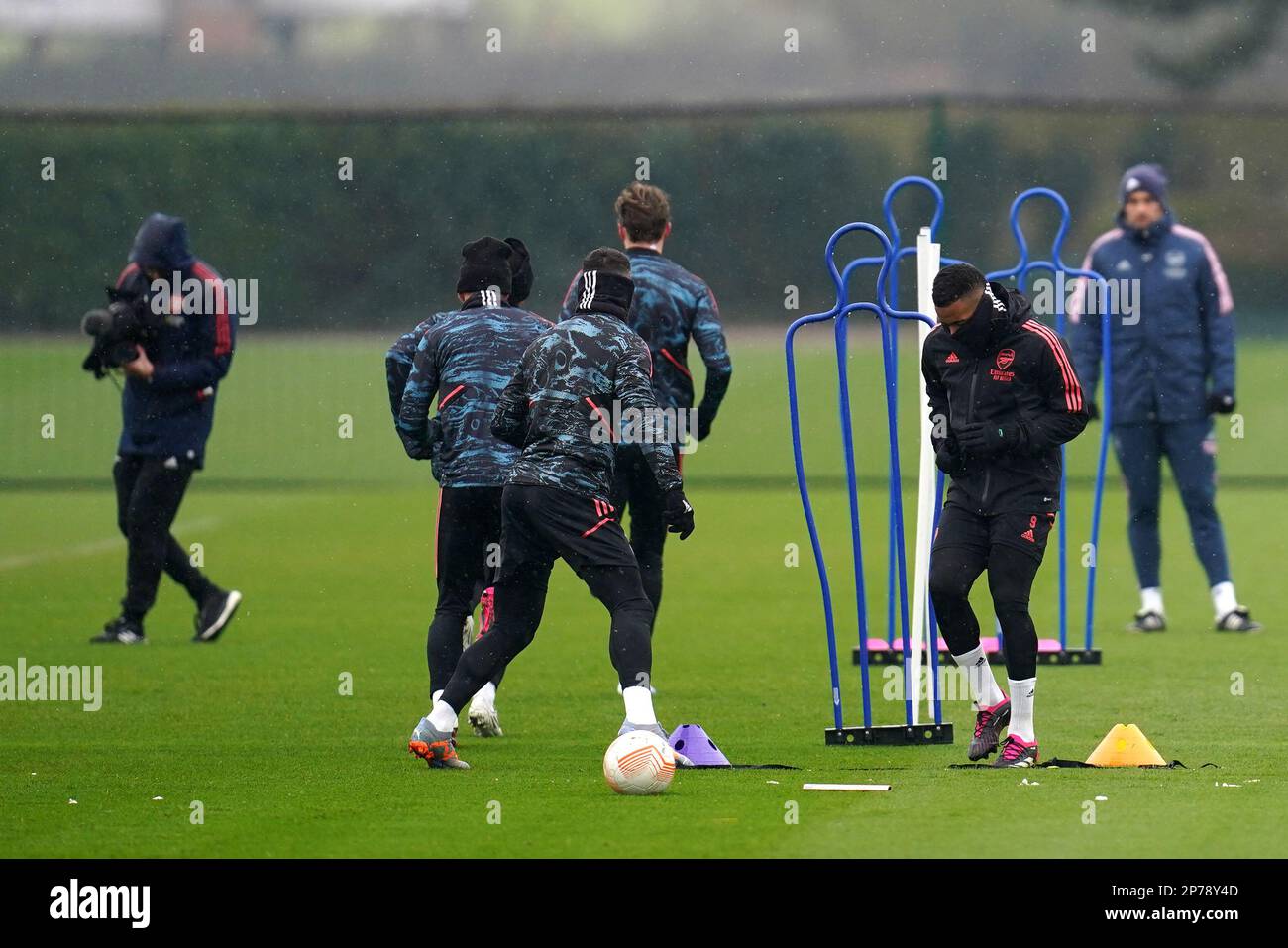 Arsenal's Gabriel Jesus (second right) during a training session at the ...