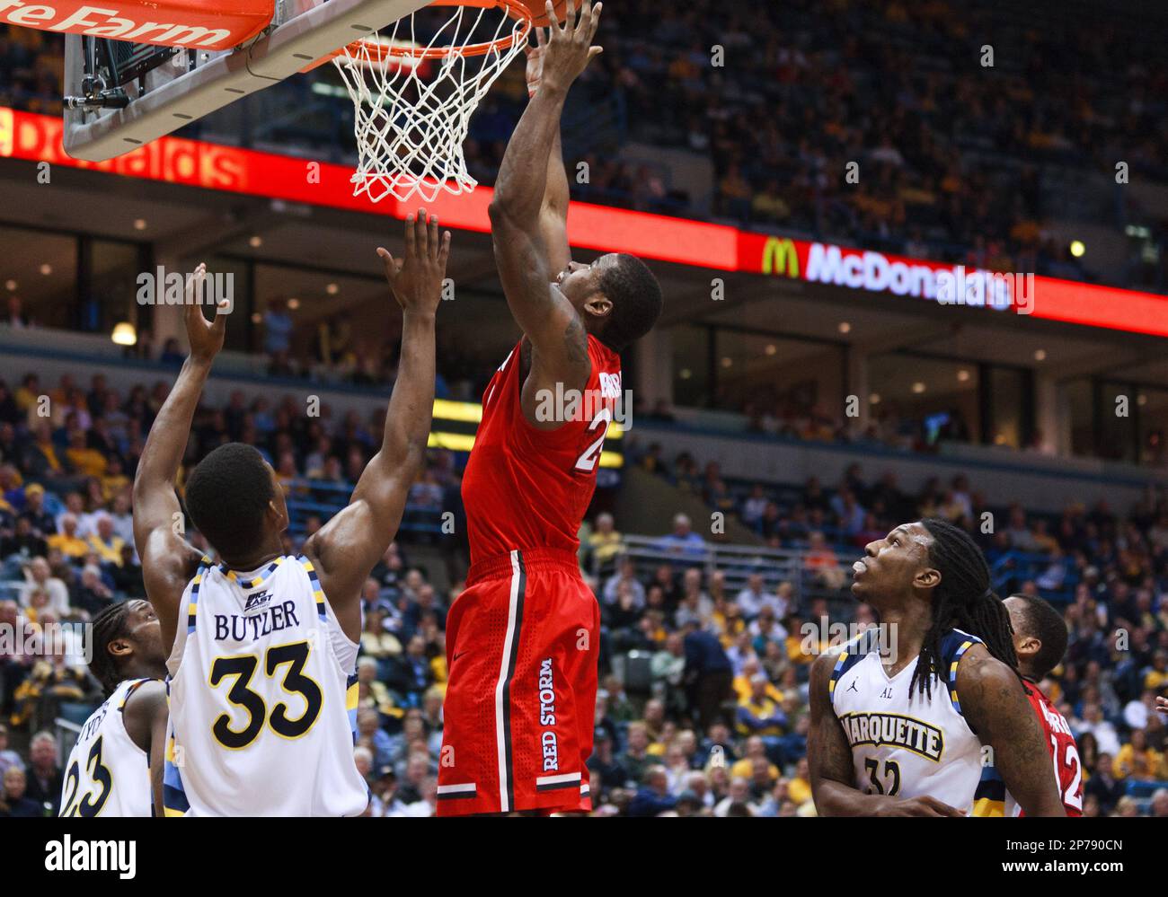 February 15 2011: Justin Burrell of St. John's drops in two on the ...