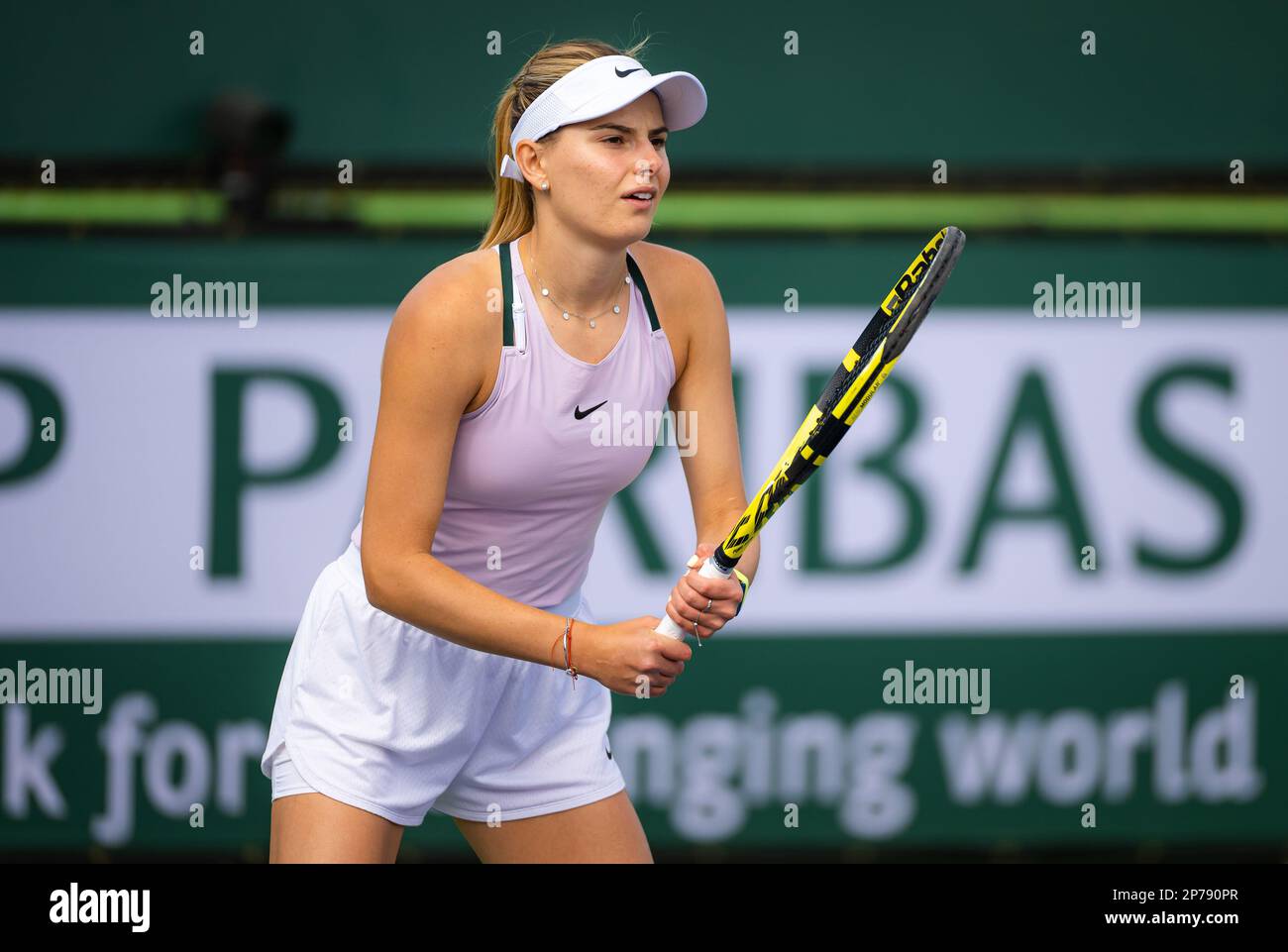 Katarina Zavatska of Ukraine during the first qualifications round of ...