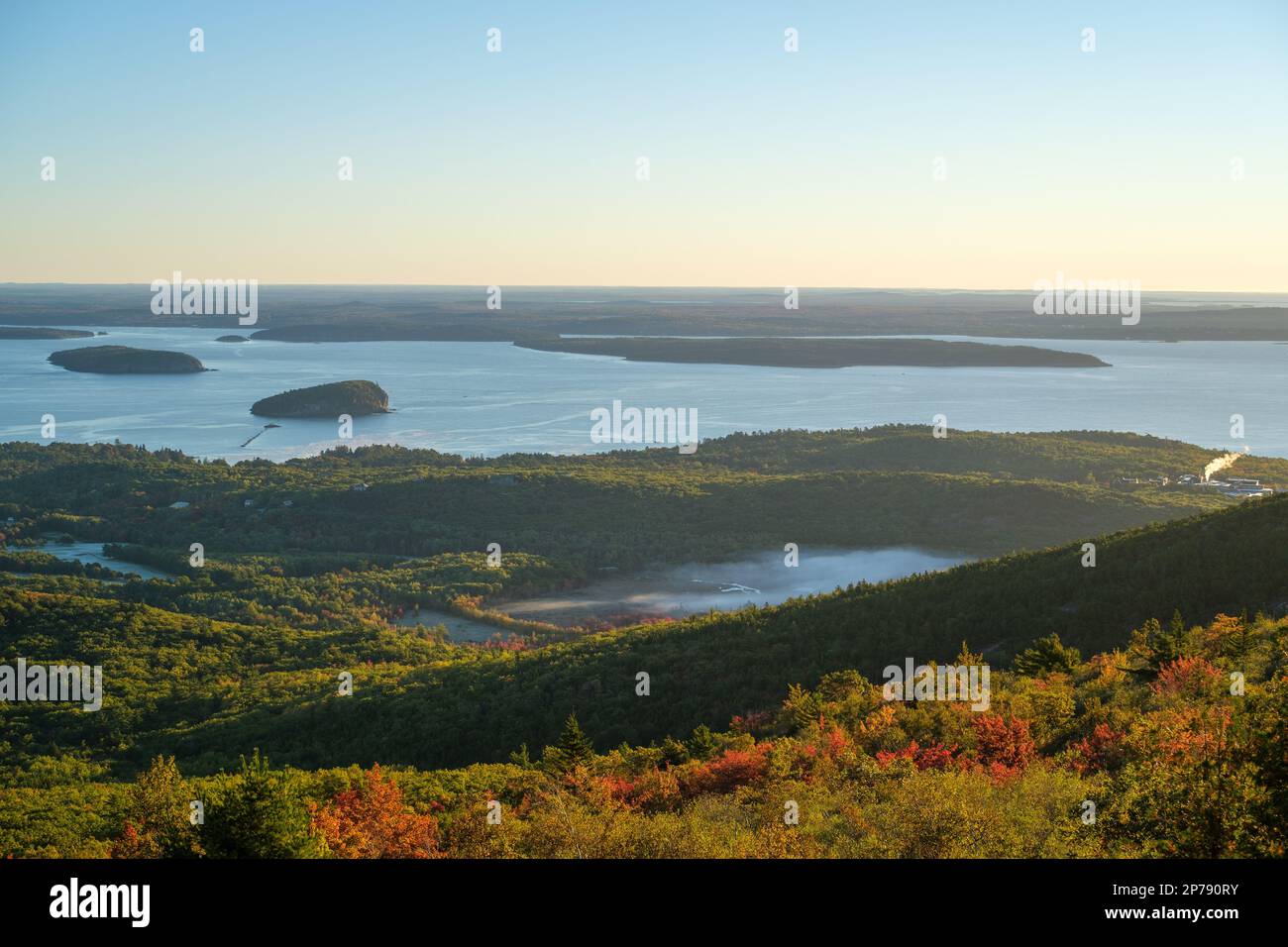 View over Frenchman Bay from Cadillac Mountain in Acadia National Park ...
