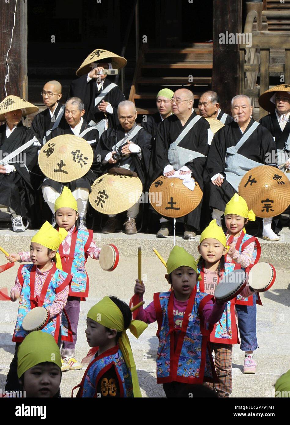 Ten Jodo Shu priests finish a goal at Chioin, a headquaters of Jodo Shu ...