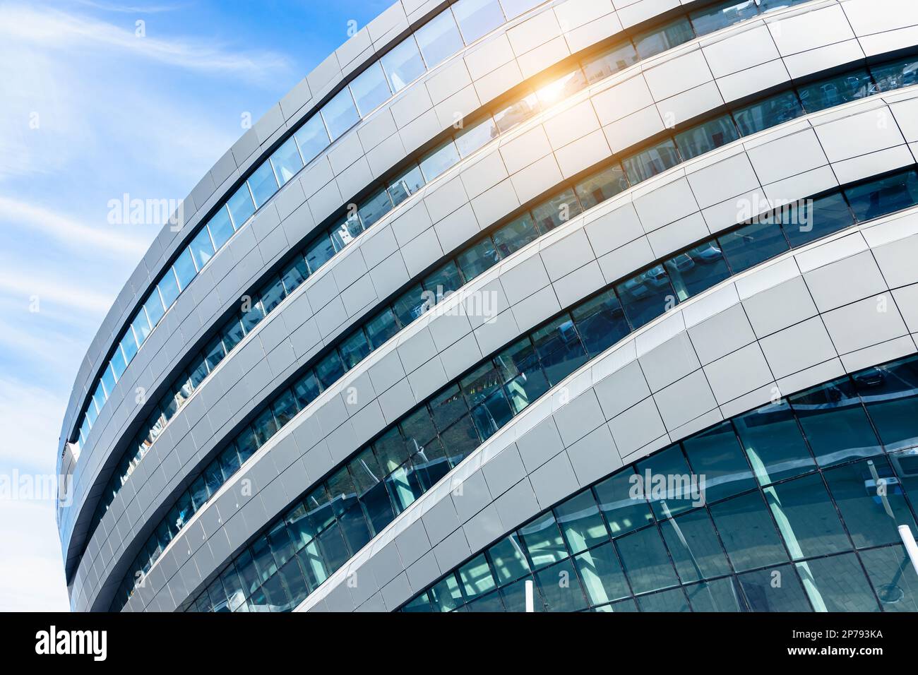 The geometry of modern urban architecture is reflected in the glass ...