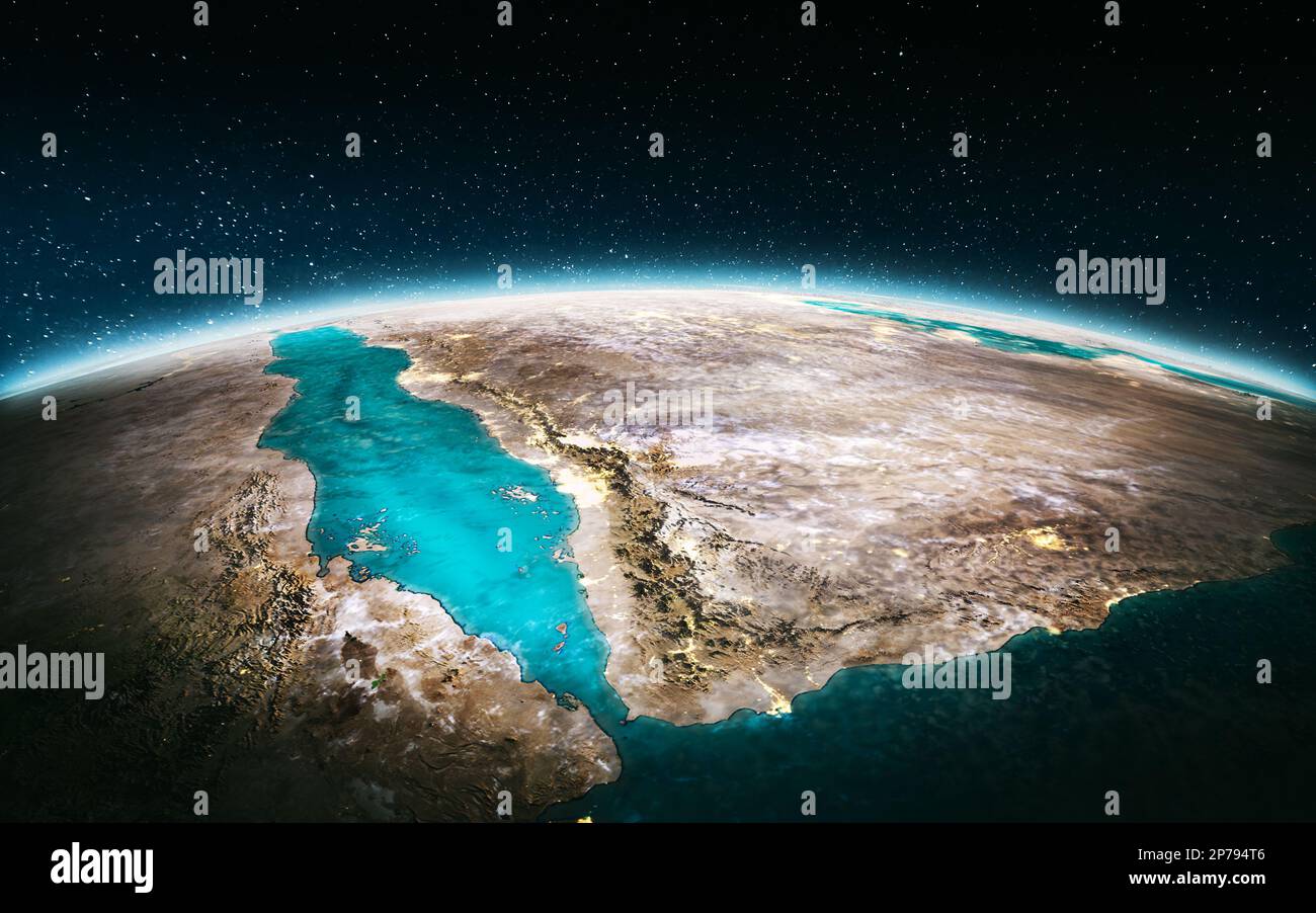 Planet Earth - Red sea. 3D Rendering. Elements of this image furnished ...