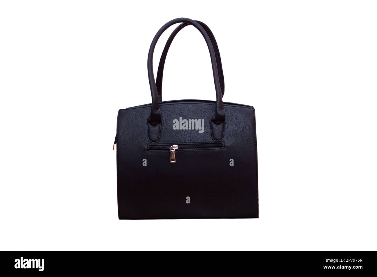 black leather women handbag isolated on white background Stock Photo - Alamy