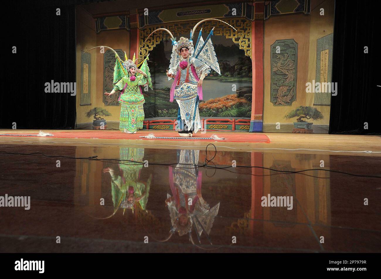 Artists perform Guangdong opera during the celebration of the Lantern ...