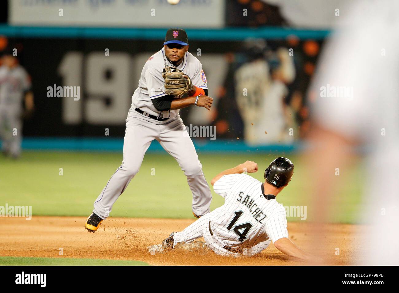 New York Mets Luis Castillo plays in a game against the Florida Marlins ...