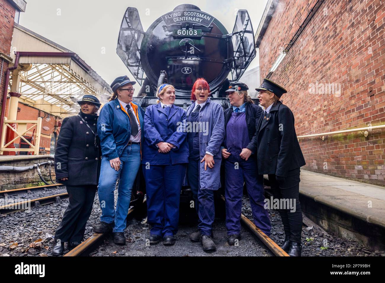 The all-female team operating the Flying Scotsman to mark International ...