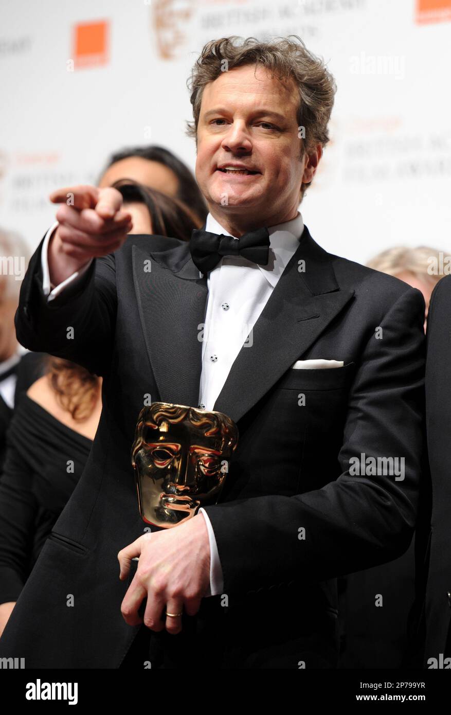 Colin Firth poses with the award for Best Actor backstage during the ...