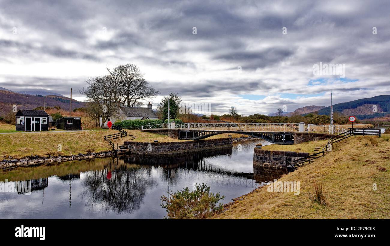Gairlochy Caledonian Canal Spean Bridge Scotland view of the white Moy ...