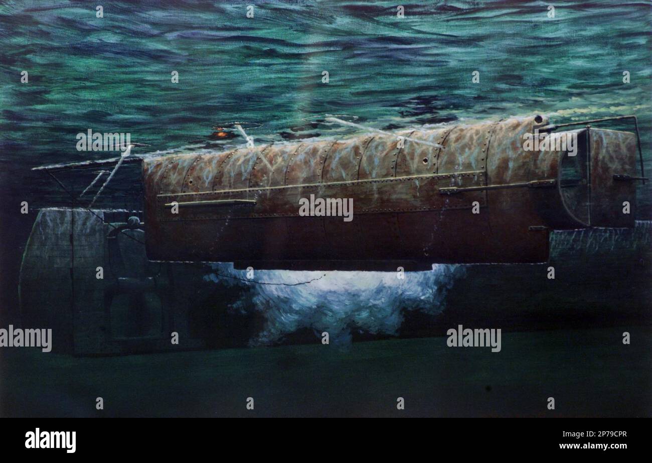 COPYRIGHTThis is a painting of the first submarine ever the CSS Hunley ...