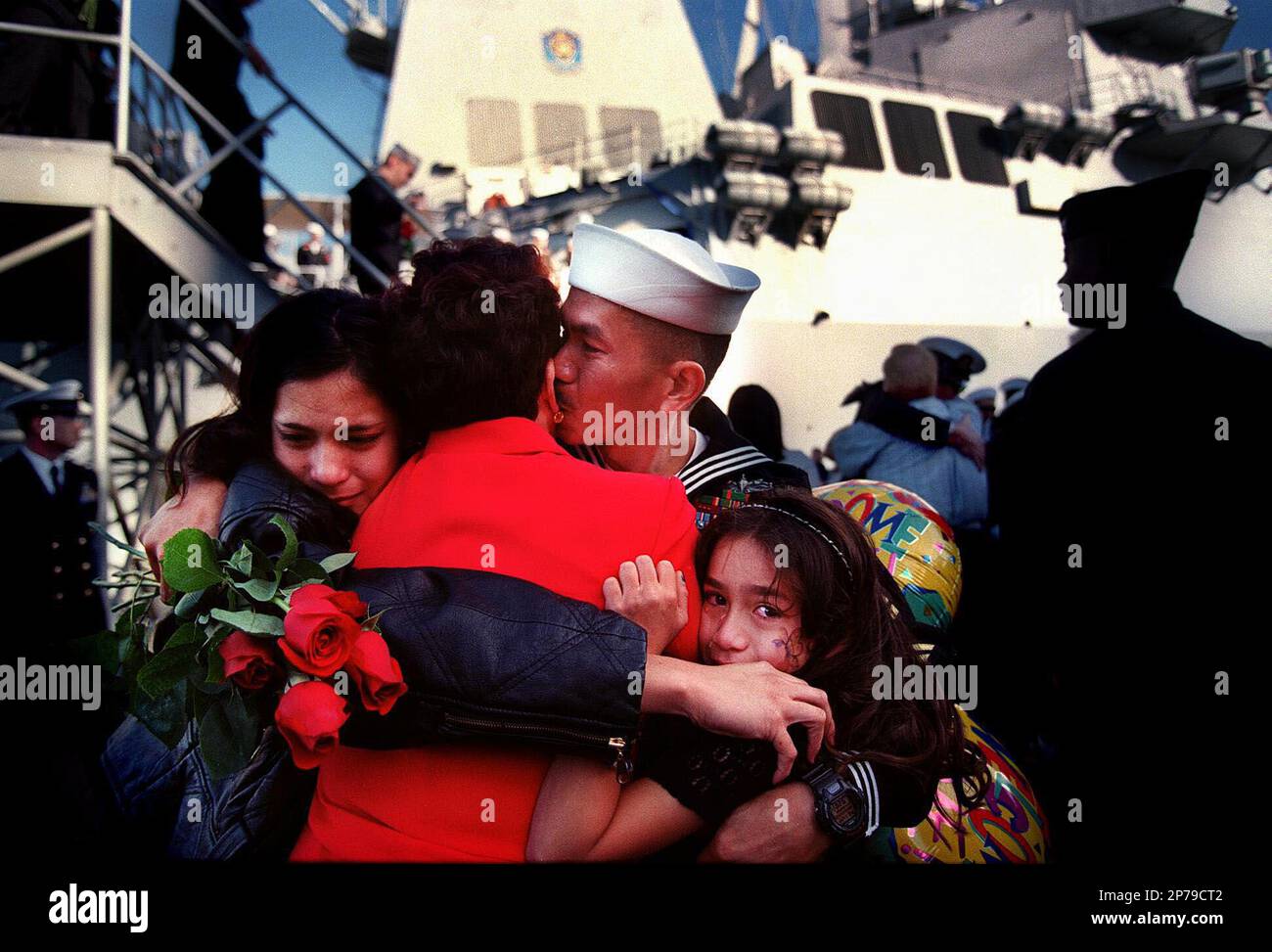 The USS RAMAGE, a guided missile destroyer, returned to Norfolk after a ...