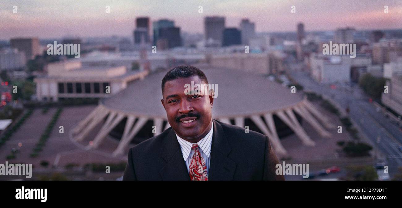 Portrait of William E. ''Billy'' Mann, Jr. on top of he Clarion hotel ...